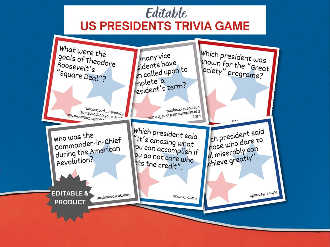 Editable Presidents Day Trivia Game | Family Game Night Printable ...