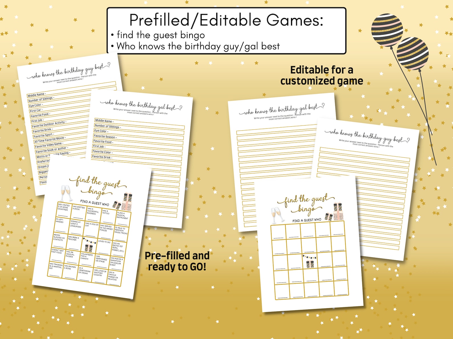 96th Birthday Party Games | Editable Born in 1929 Games Bundle | Ninety ...