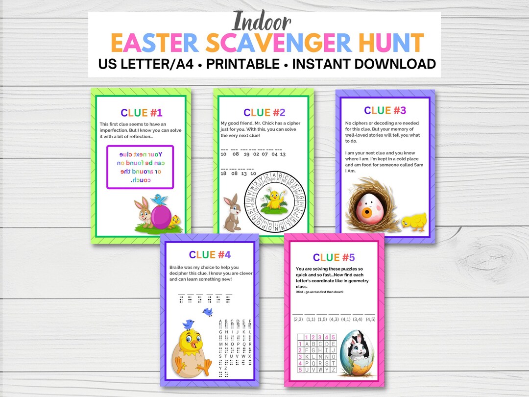 Editable Indoor Easter Scavenger Hunt for Kids and Teens, Printable ...