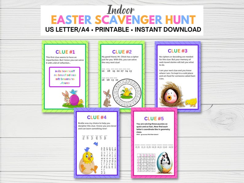 Editable Indoor Easter Scavenger Hunt for Kids and Teens, Printable ...