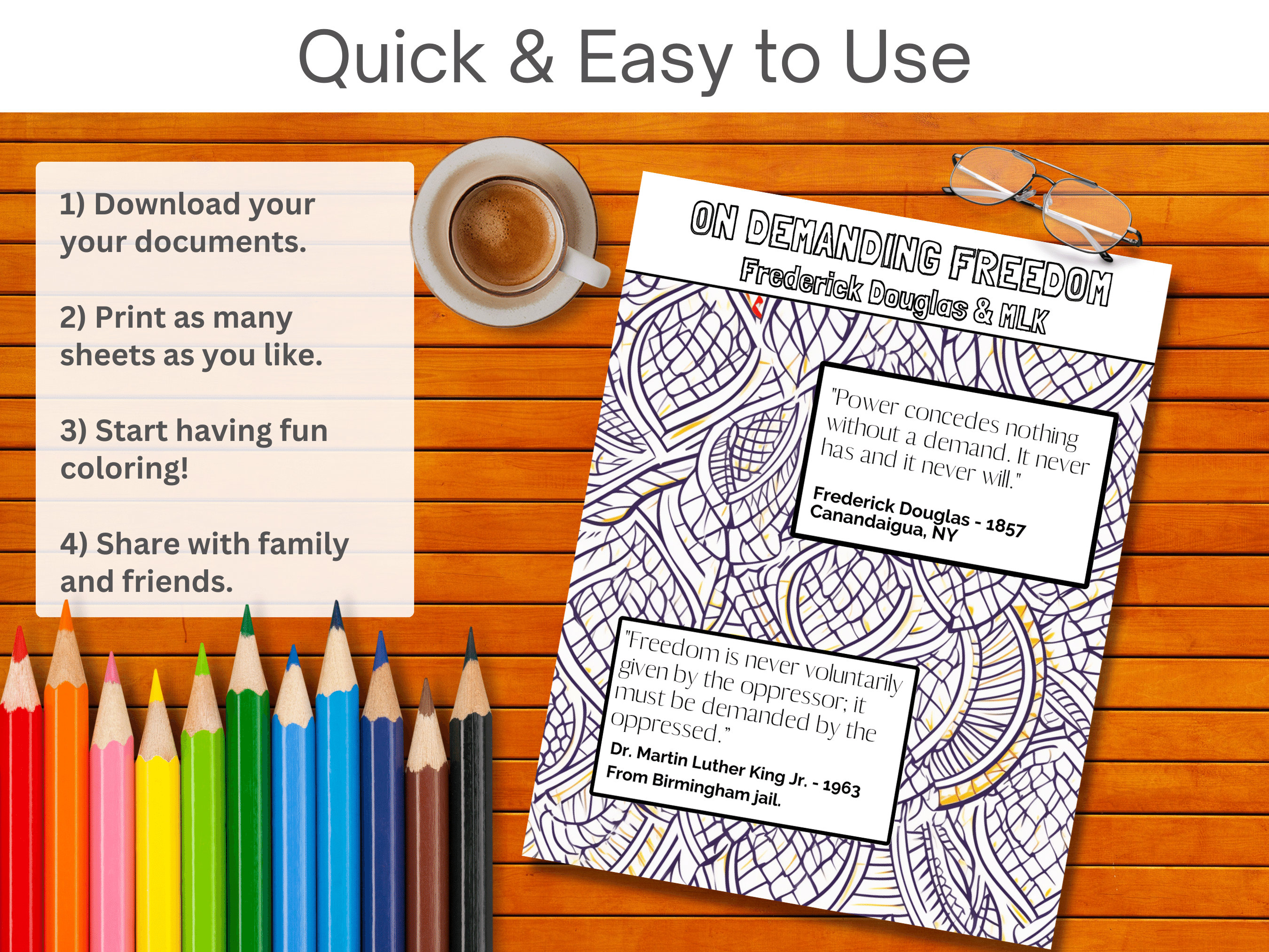 Black History Coloring Sheets and Famous Quotes From Black Month ...