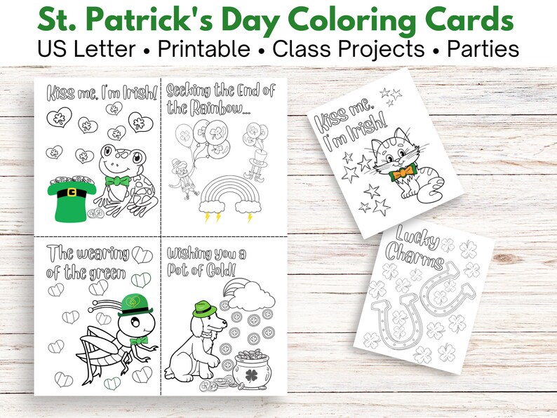 St Patricks Day Coloring Cards for Kids | Coloring Pages for Kids | St ...