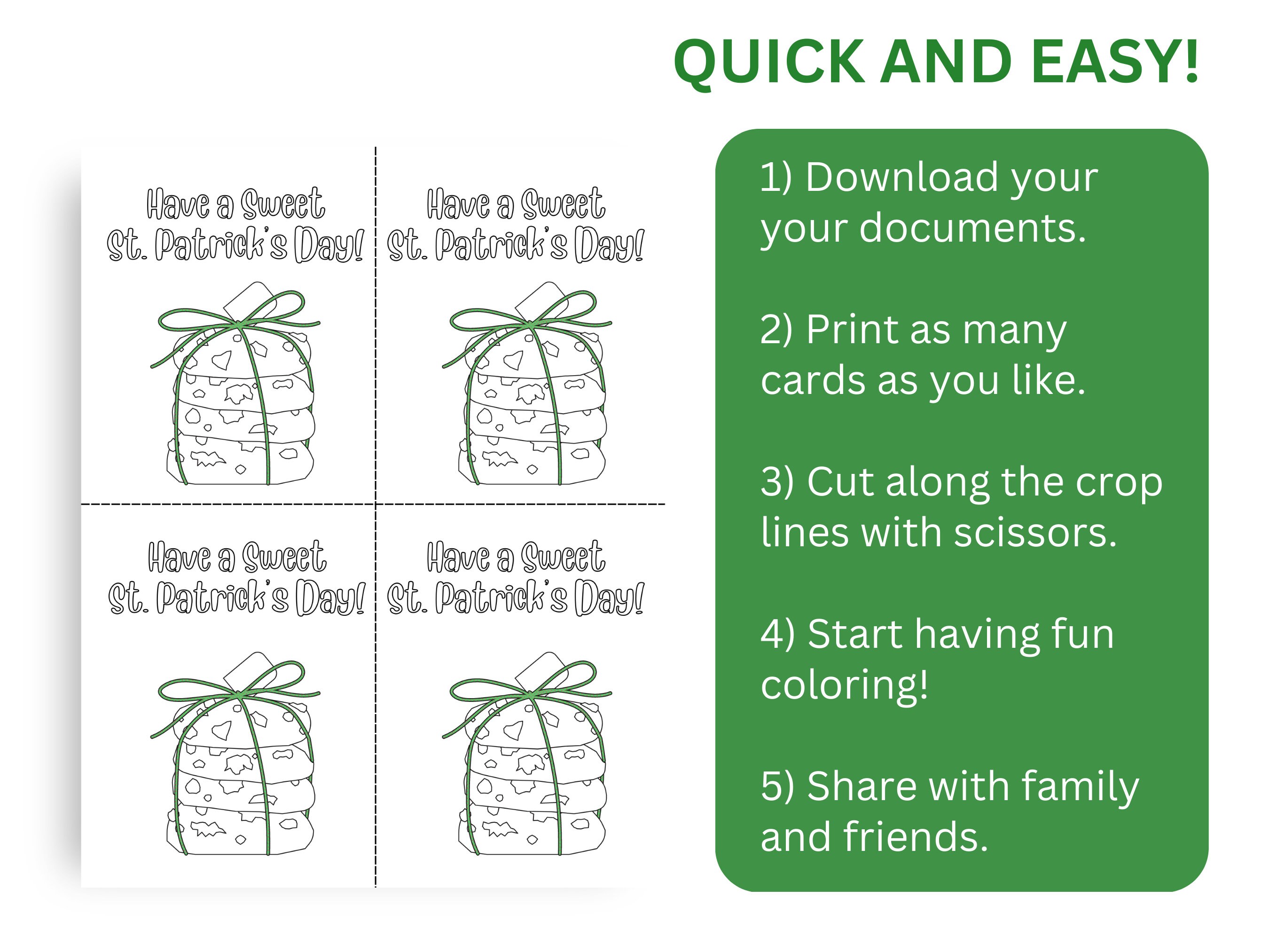 St Patricks Day Coloring Cards for Kids Coloring Pages for Kids St ...