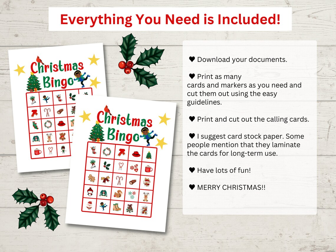 Printable Christmas Bingo Game for Adults and Kids | Family Game Night ...