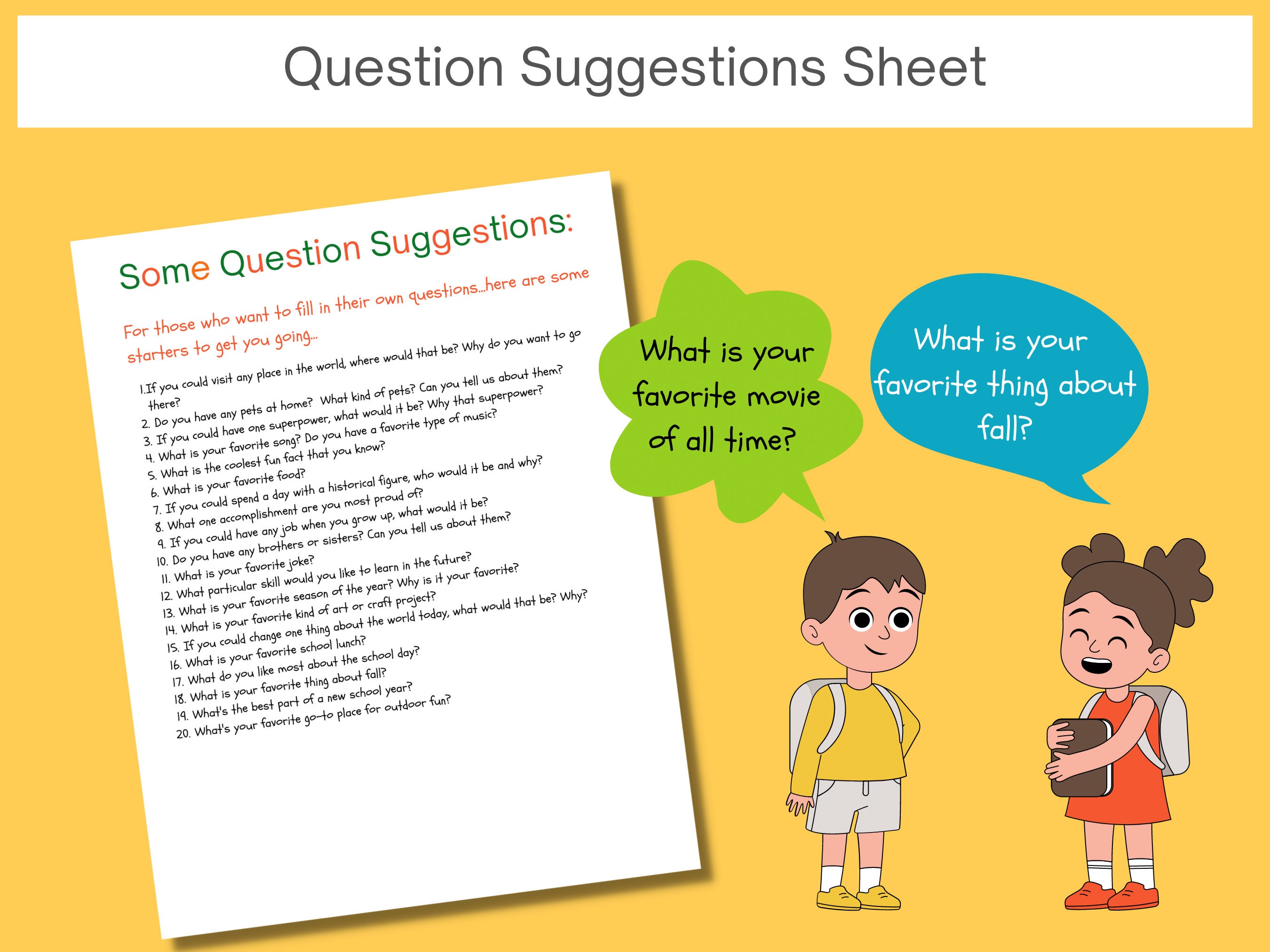 Back to School Fortune Teller and Icebreaker | Back to School Get to ...