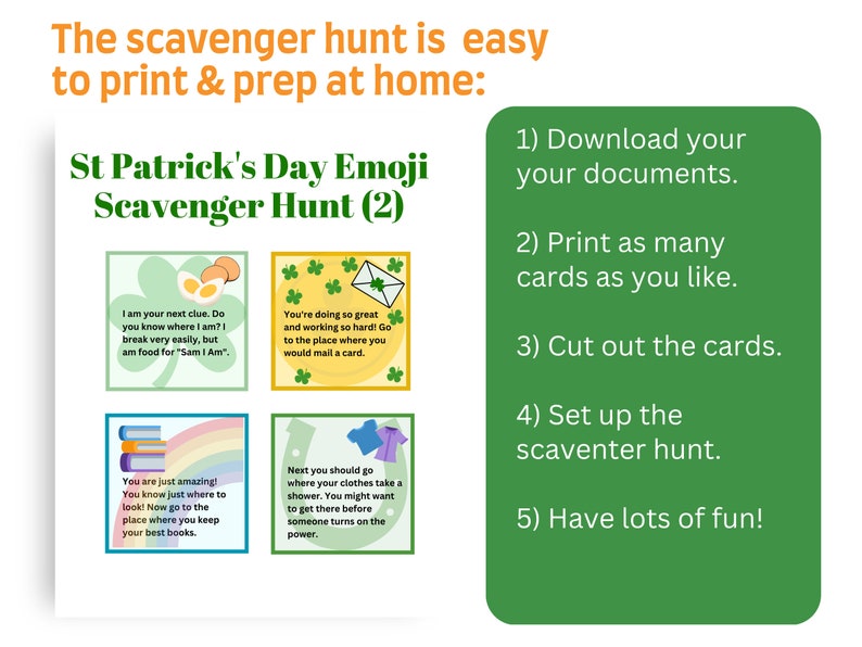 St Patricks Day Scavenger Hunt for Kids Emoji Theme - Etsy