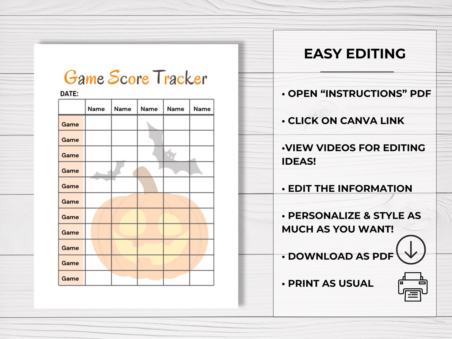 Holiday Season Game Score Tracker for Holiday Party Games and Family ...
