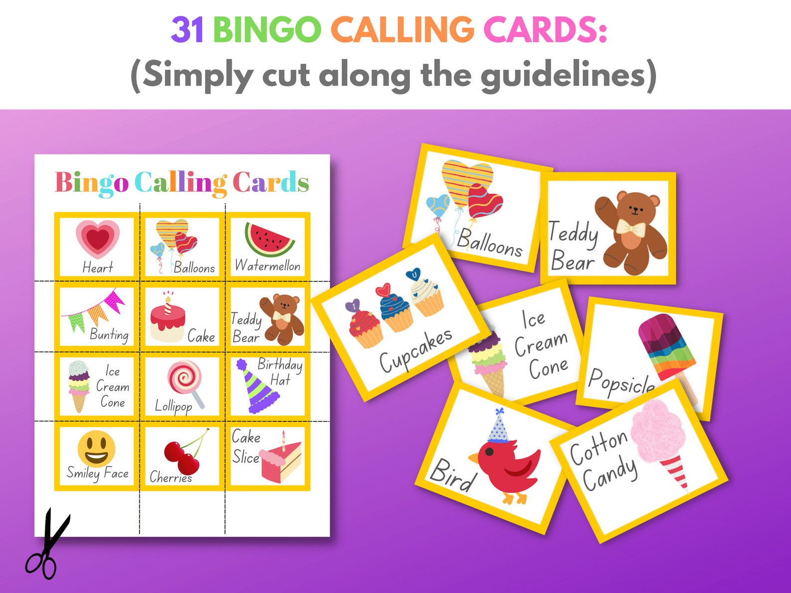 Birthday Party Bingo Game for Kids | Printable Birthday Party Bingo ...