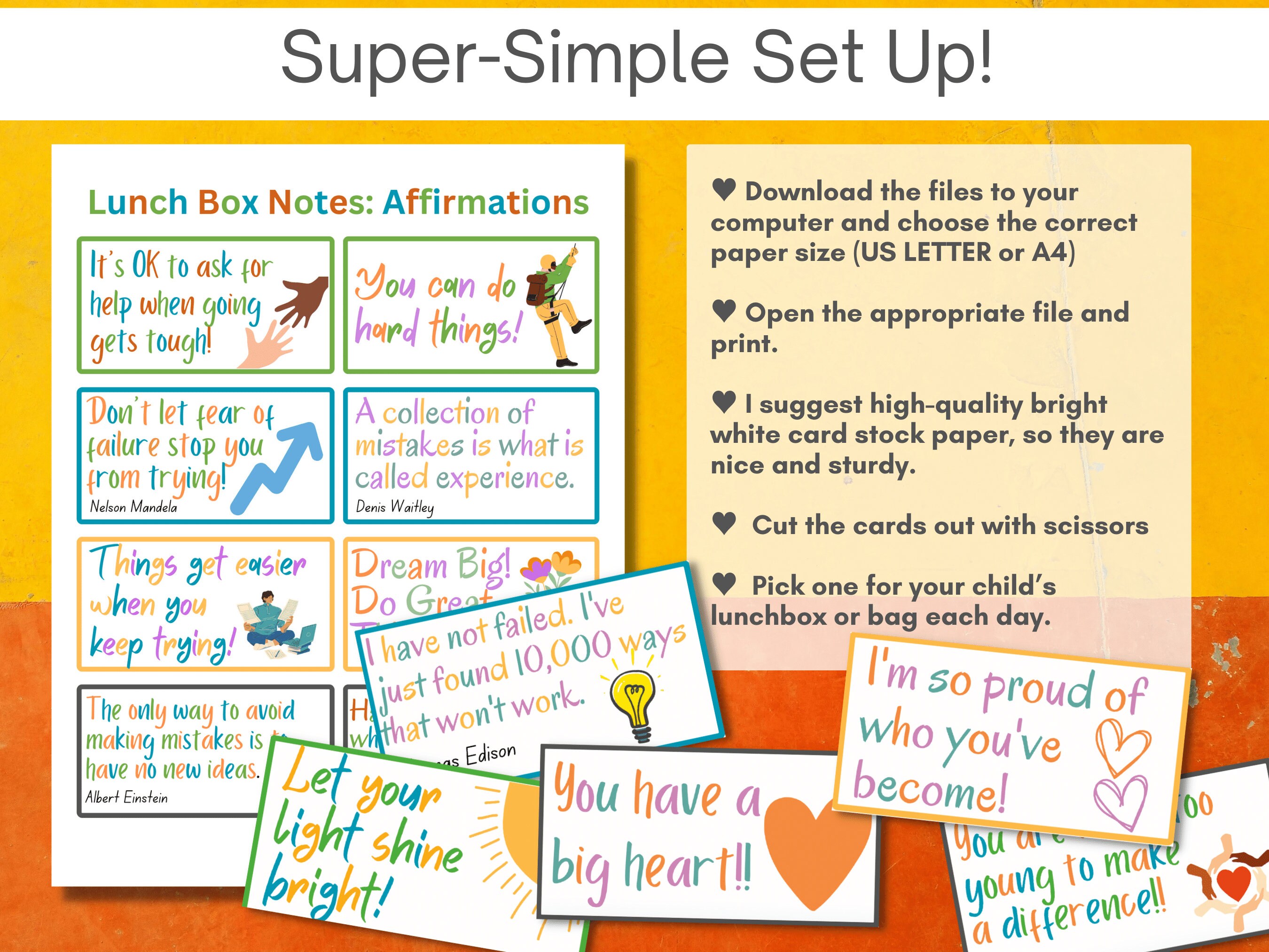 Creative & Positive Printable Lunch Box Note Cards for Kids ...