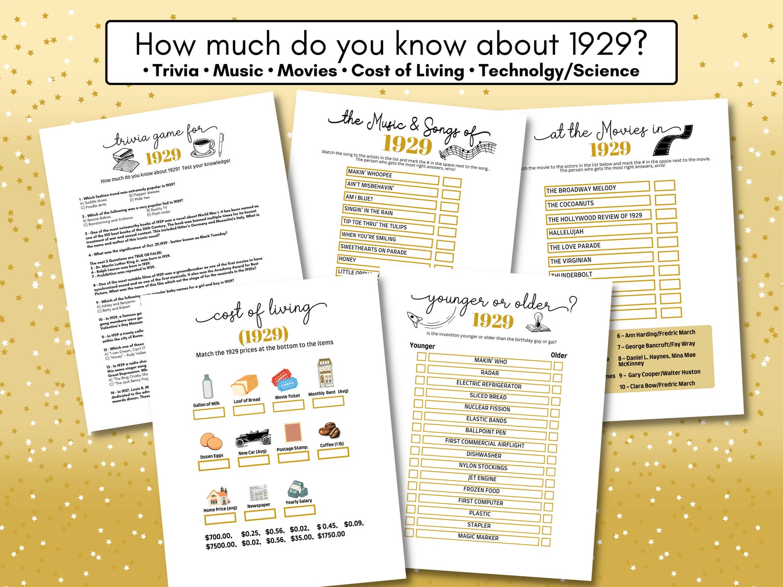 96th Birthday Party Games | Editable Born in 1929 Games Bundle | Ninety ...