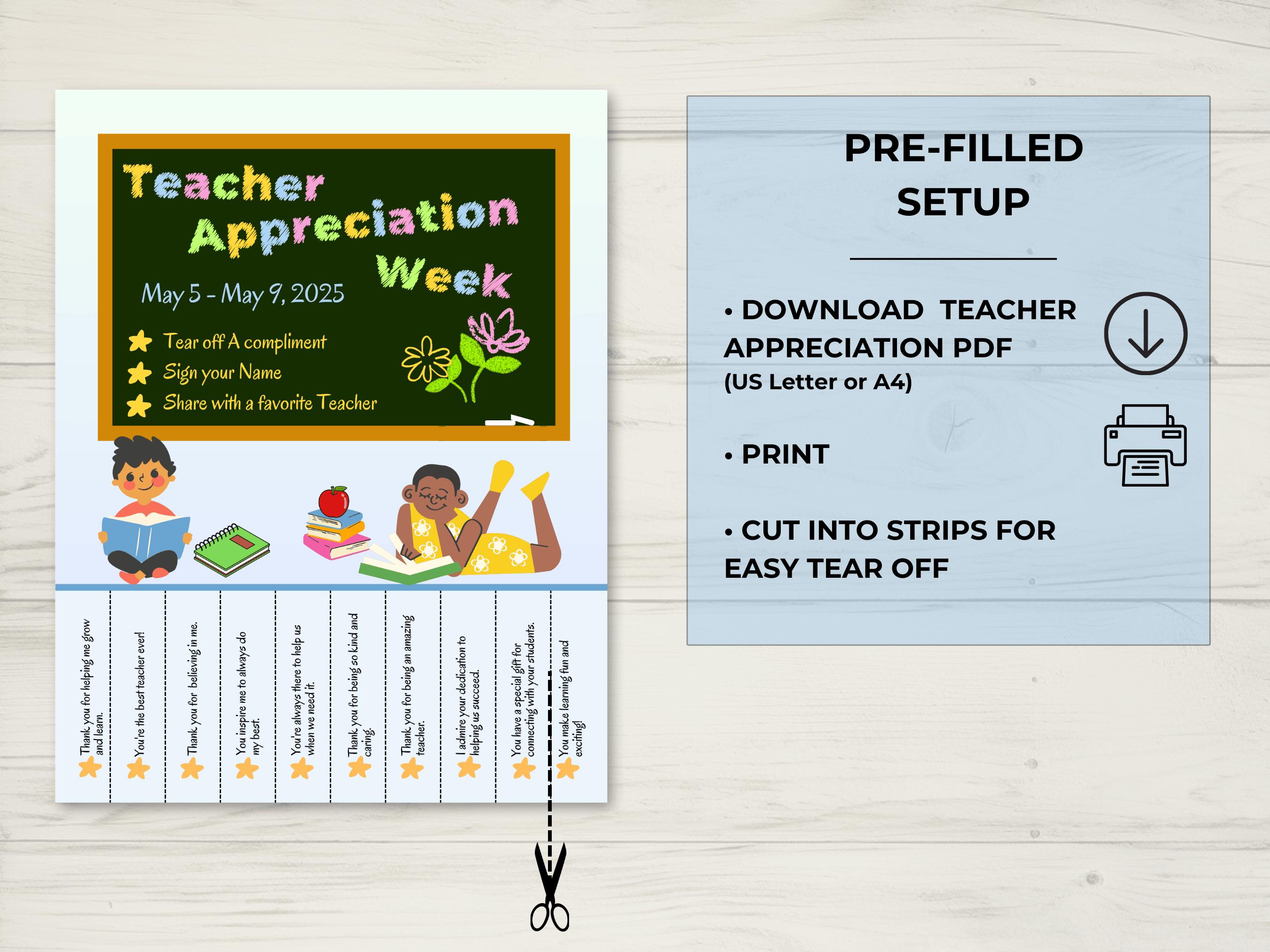 Editable Teacher Appreciation Week Tear-off Flyer, End of School Year ...