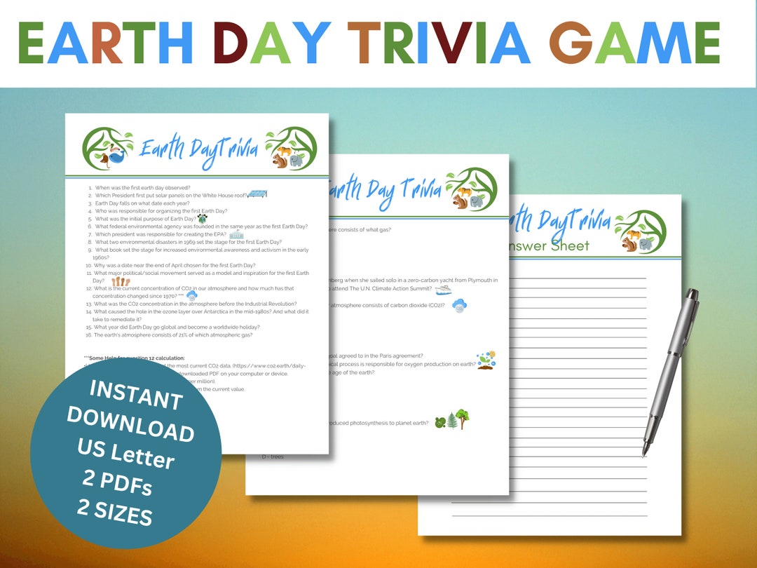 Earth Day Trivia Game Climate Change Classroom Climate - Etsy