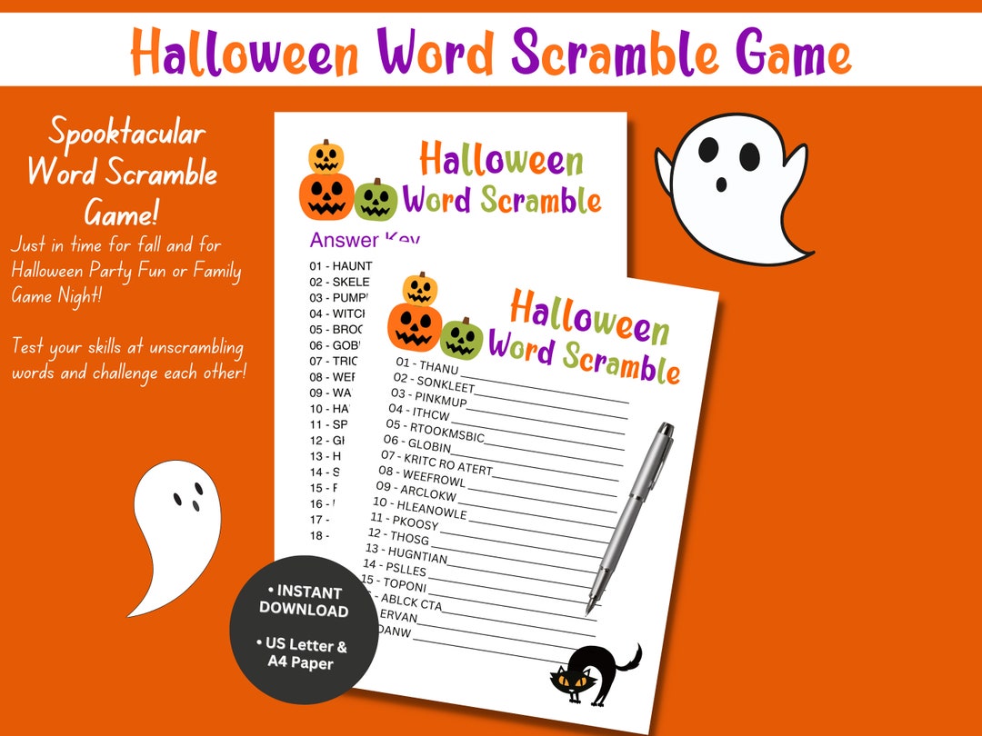 Halloween Word Scramble Game | for Family Game Nights, Fall Word ...