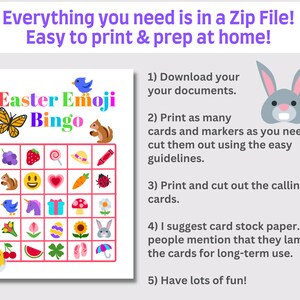 Easter Emoji Bingo Game | Easter Printables for Kids | Easter Party ...