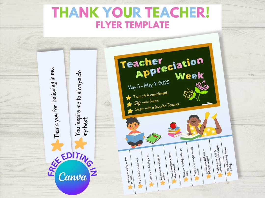 Editable Teacher Appreciation Week Tear-off Flyer, End of School Year ...