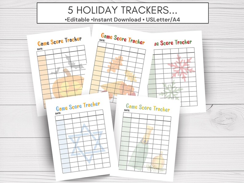 Holiday Season Game Score Tracker for Holiday Party Games and Family ...