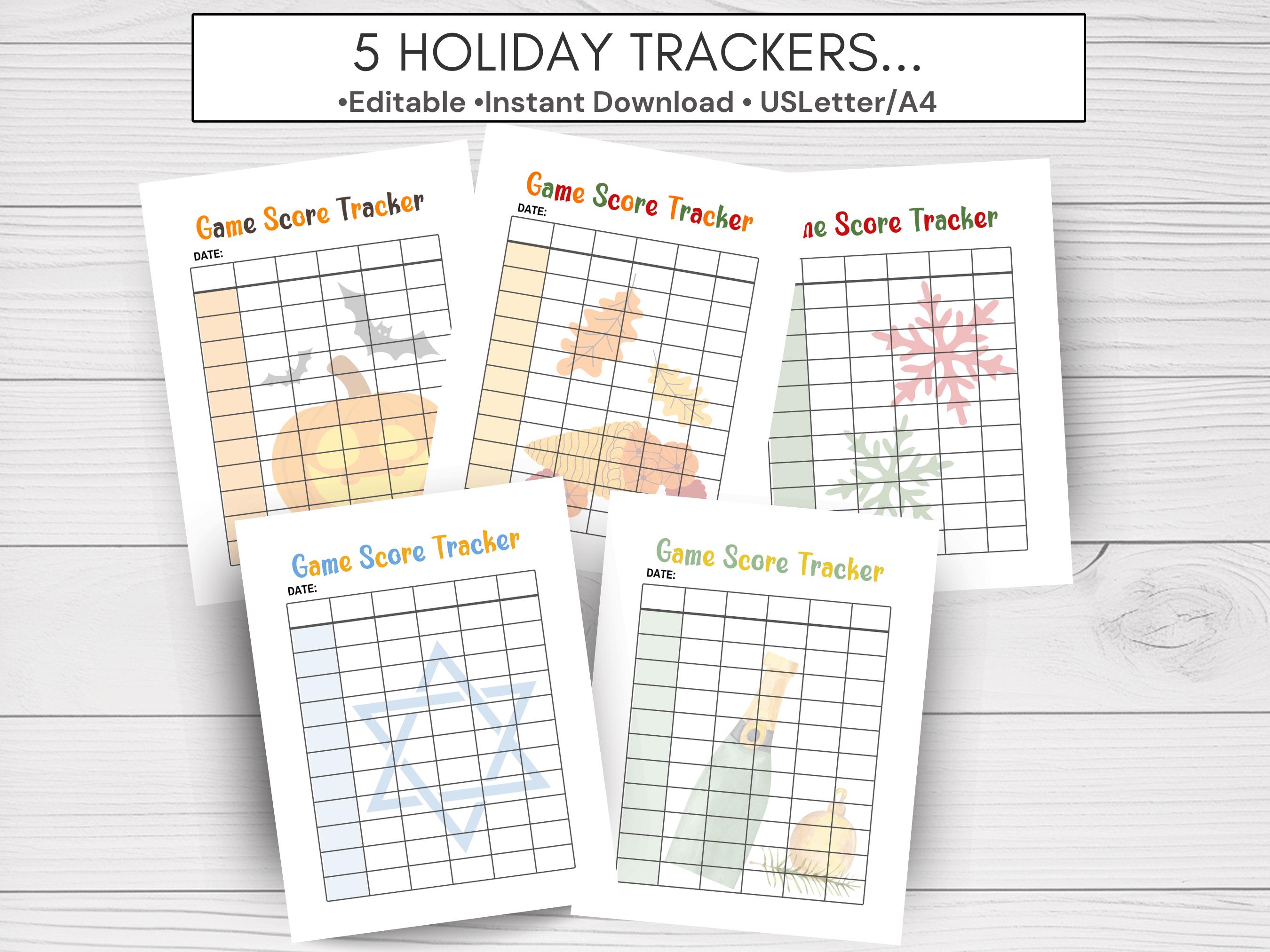 Holiday Season Game Score Tracker for Holiday Party Games and Family ...