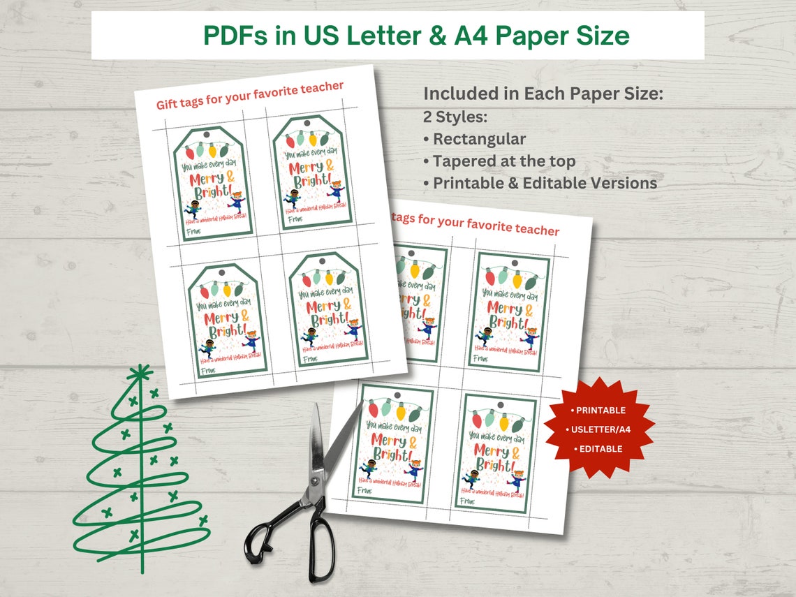 Editable Christmas Gift Tags for Teachers | Teacher Appreciation Gift ...