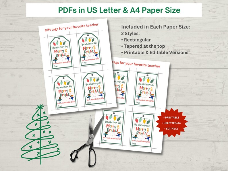 Editable Christmas Gift Tags for Teachers | Teacher Appreciation Gift ...