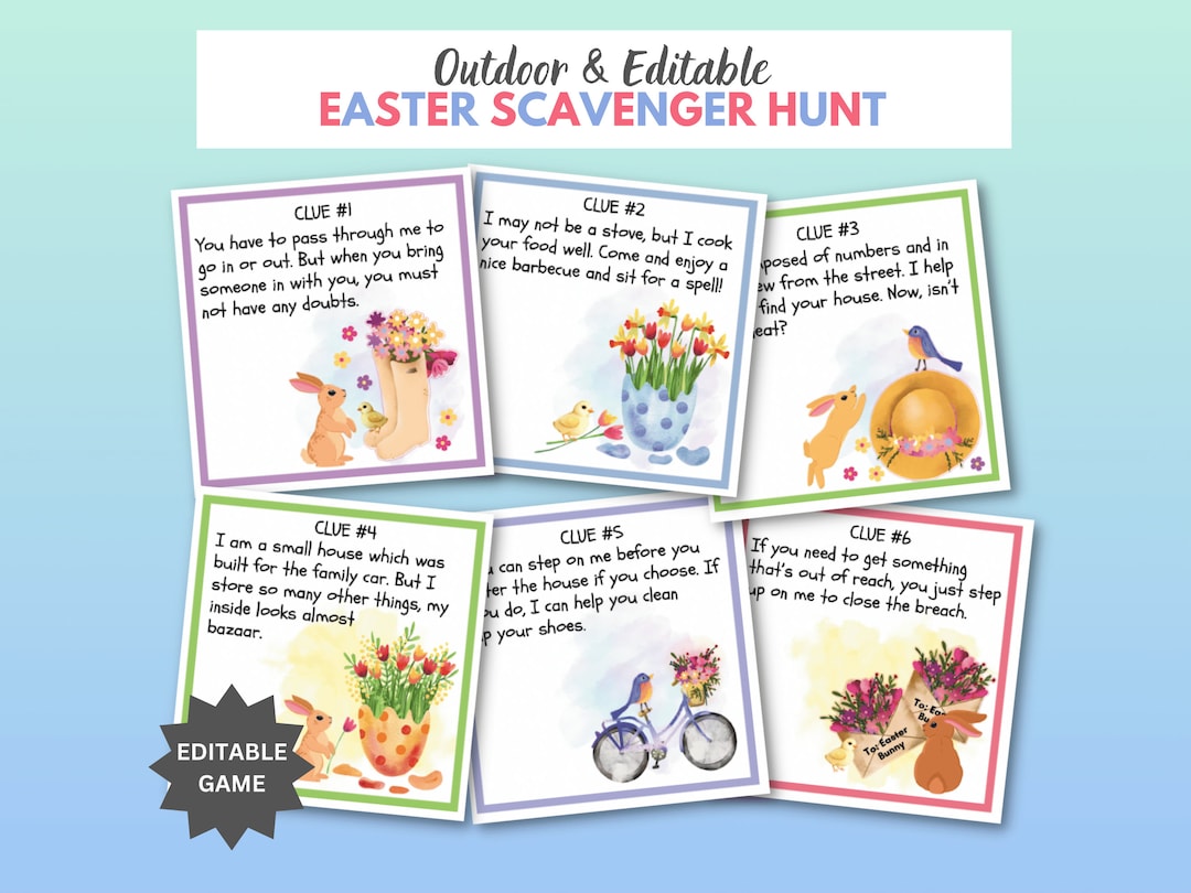 Outdoor Easter Scavenger Hunt for Kids | Editable Treasure Hunt ...