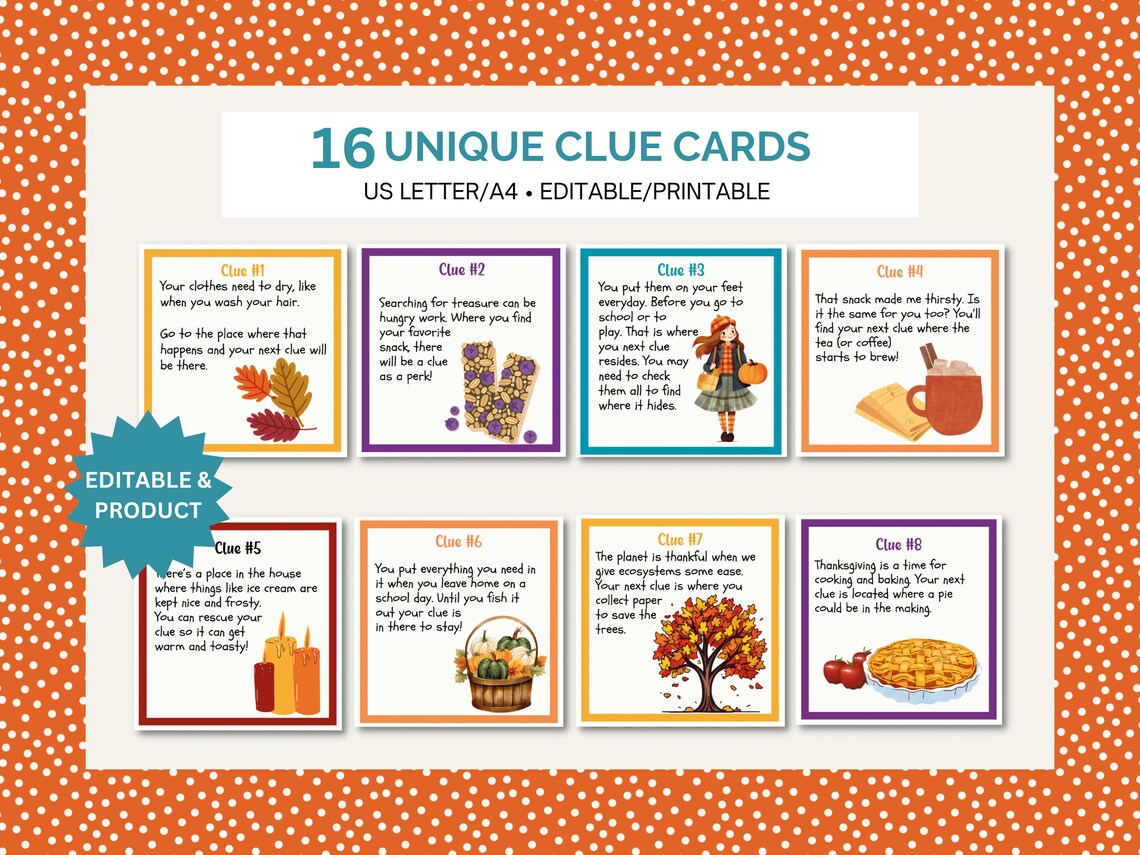 Editable Indoor Thanksgiving Scavenger Hunt Game for Kids Thanksgiving ...