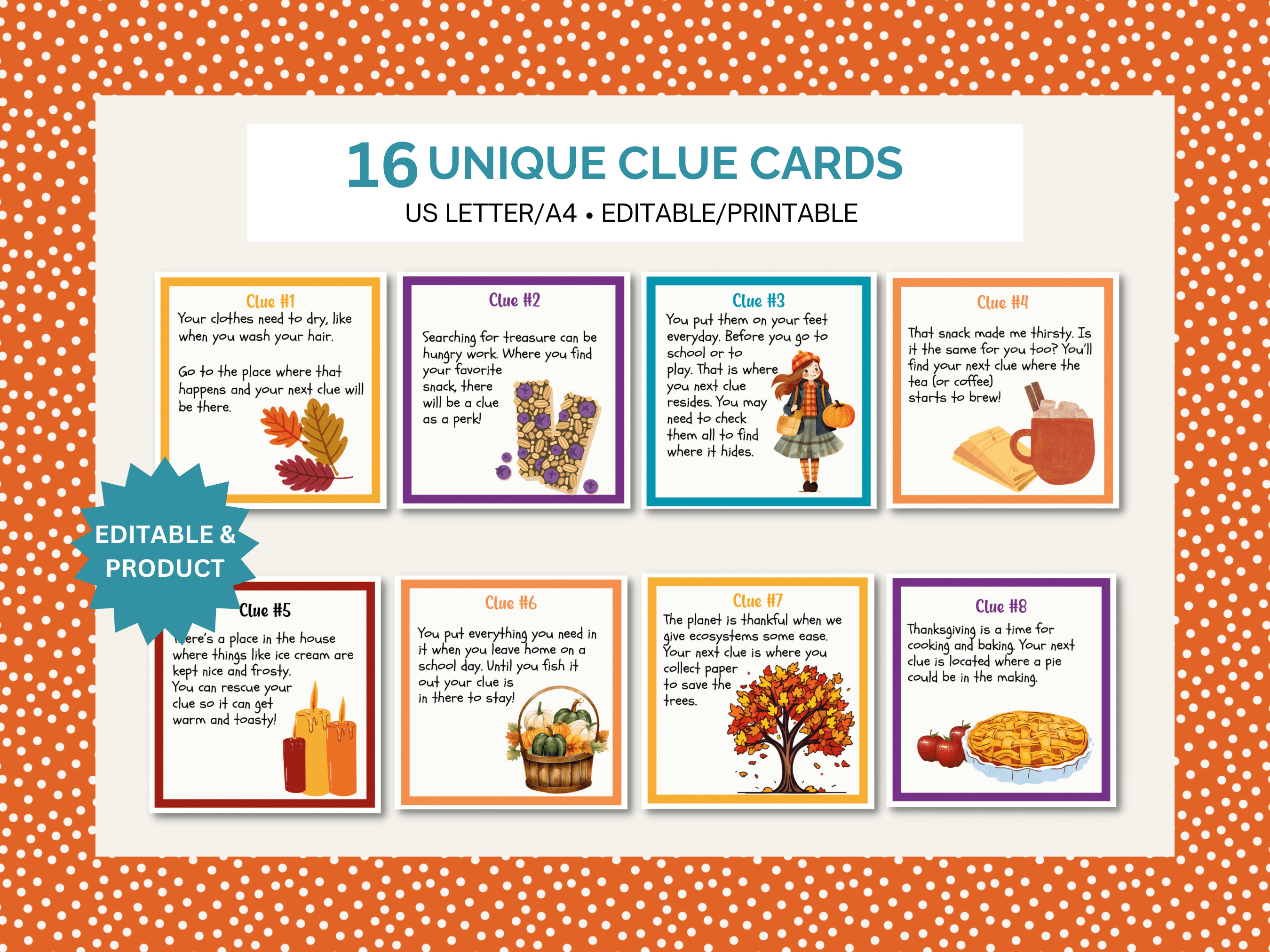 Editable Indoor Thanksgiving Scavenger Hunt Game for Kids Thanksgiving ...