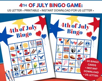 Patriotic Bingo Printable Game 4th of July Bingo Cards Independence Day ...