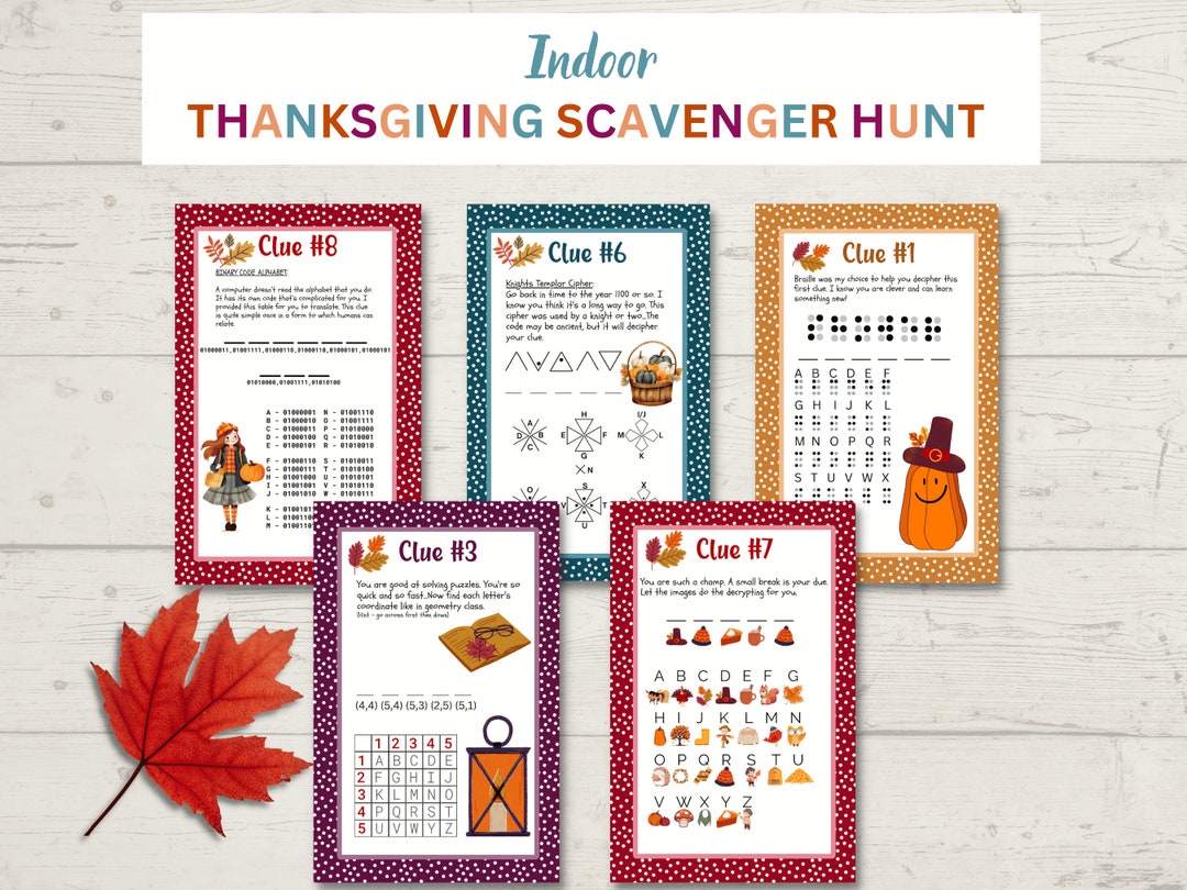 Indoor Thanksgiving Scavenger Hunt Printable for Kids and Teens | Brain ...