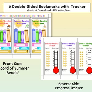 Printable Summer Bookmarks and Progress Tracker Combo for Kids, Summer ...