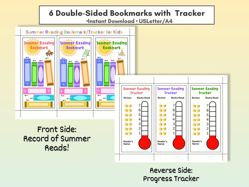 Printable Summer Bookmarks and Progress Tracker Combo for Kids, Summer ...