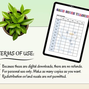 Game Score Tracker Perfect for Family Game Night, Has Seasonal Themes ...