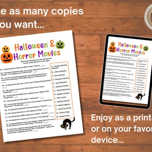 Halloween Classic Horror Films Trivia Game | Halloween Party Game for ...