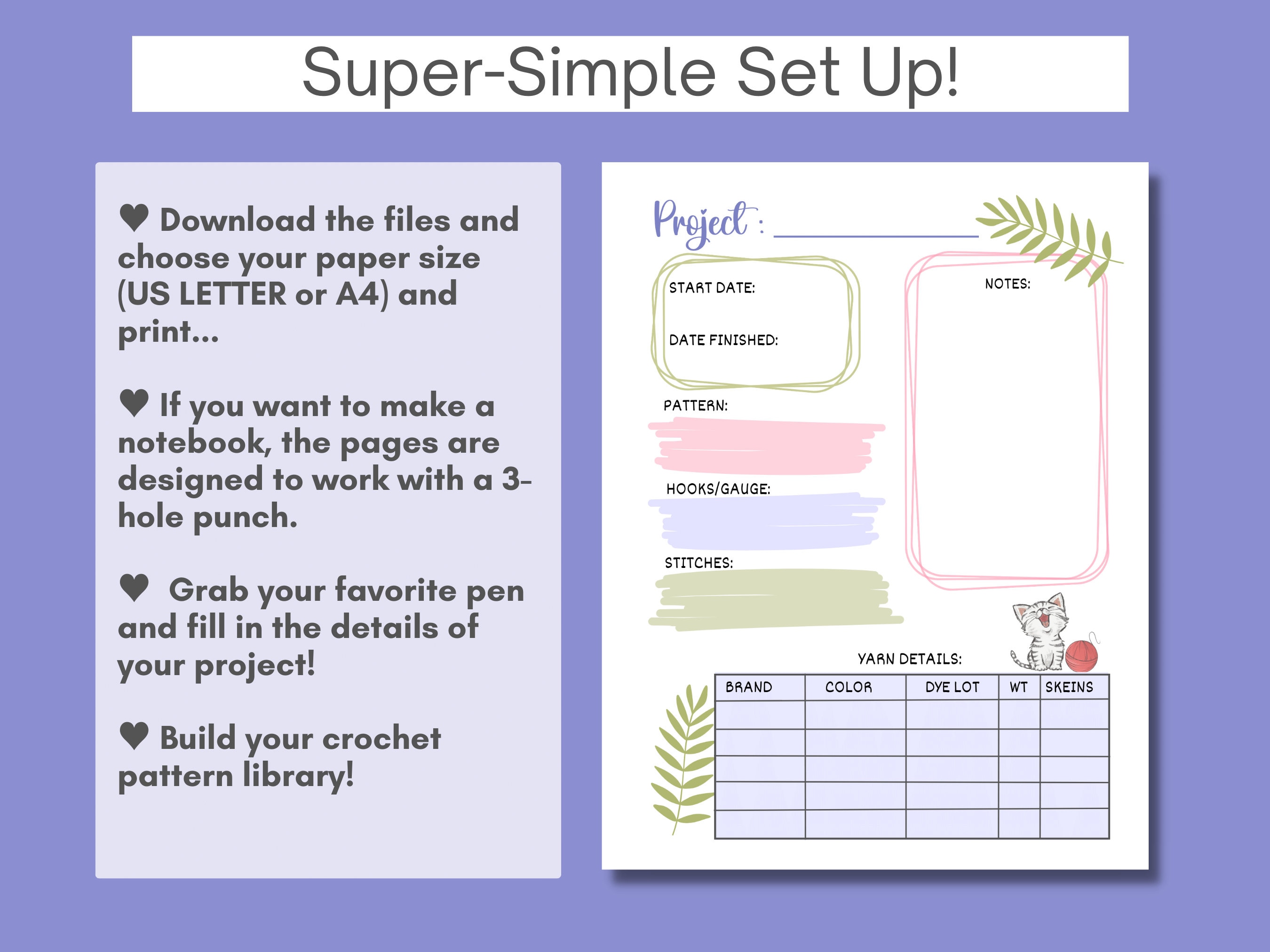 Printable Crochet Project Planner and Journal With a Bonus Row Counter ...