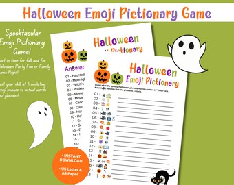 Halloween Emoji Game Printable Halloween Activity Fall Party - Etsy