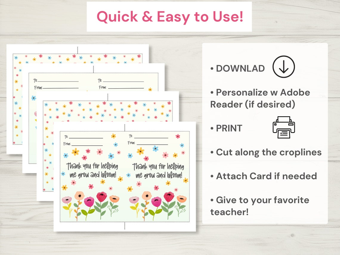 Editable Teacher Appreciation Week Gift Card Holder, Personalized End ...