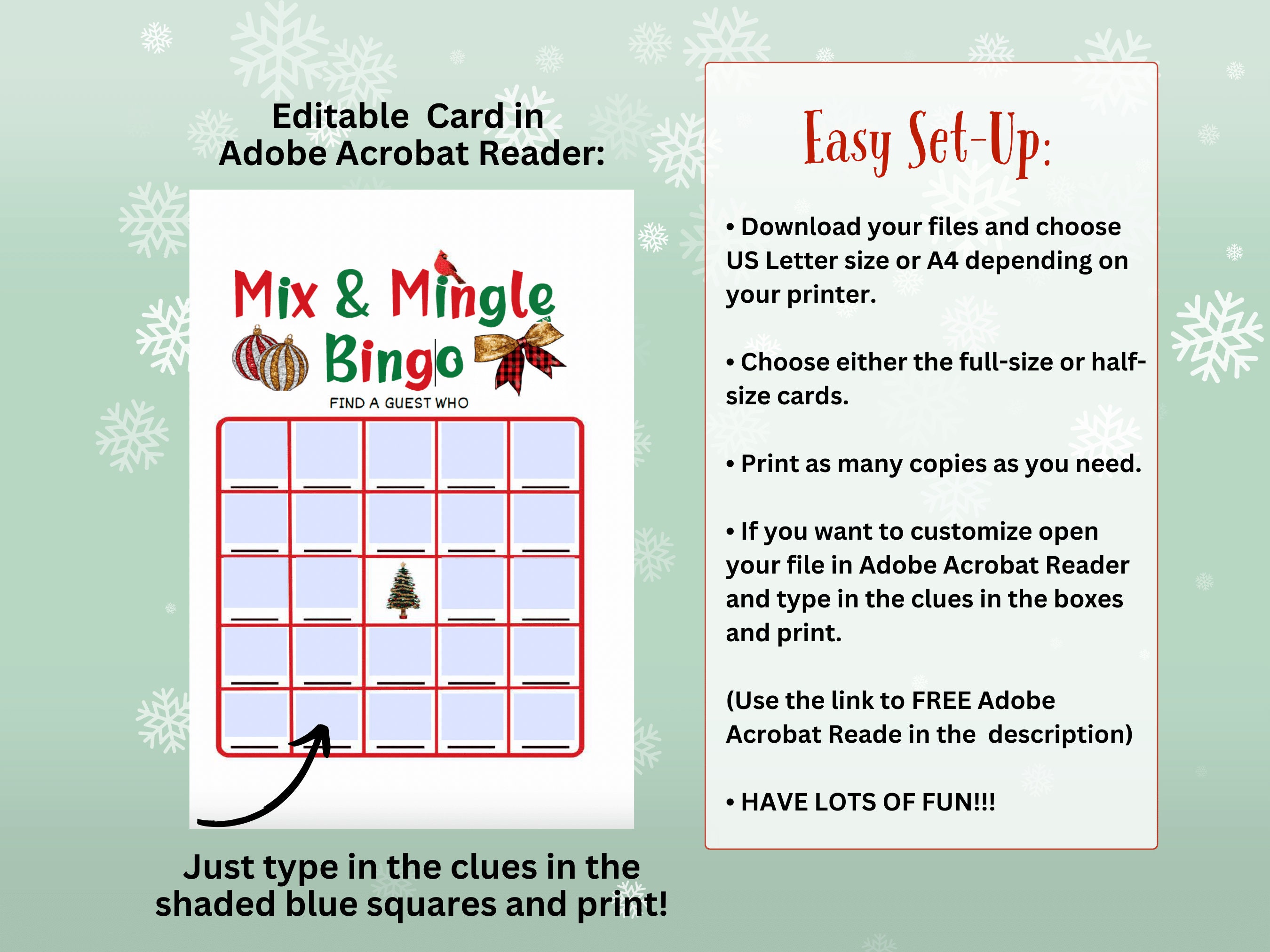 Mix and Mingle Christmas Bingo Party Game | Find the Guest Bingo Game ...