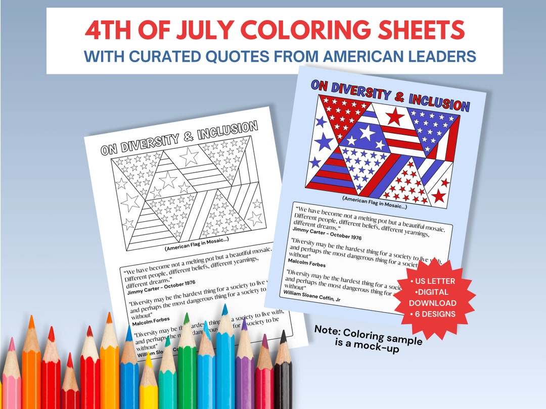 4th of July Coloring Pages With Famous Quotes From American Leaders ...