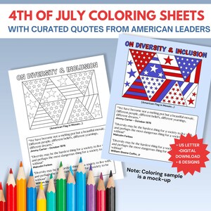 4th of July Coloring Pages With Famous Quotes From American Leaders ...