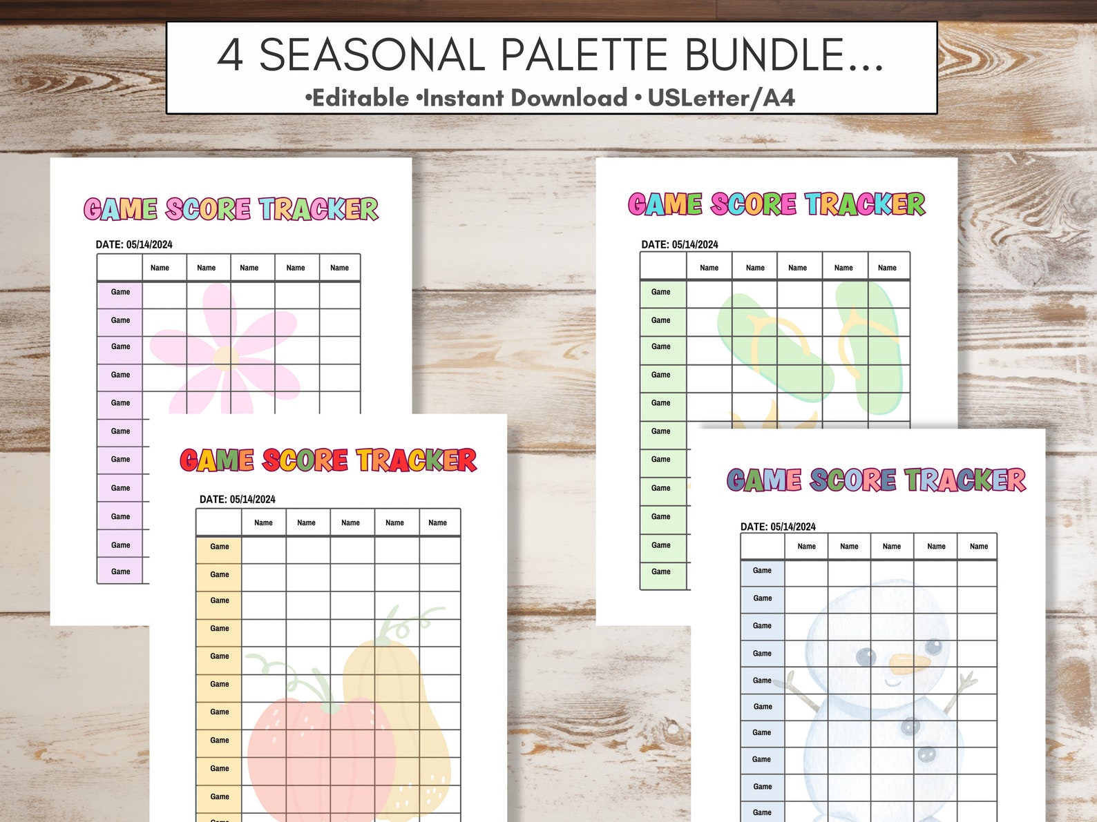 Game Score Tracker Perfect for Family Game Night, Has Seasonal Themes ...