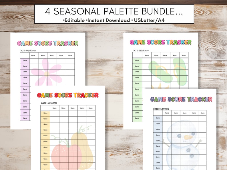 Game Score Tracker Perfect for Family Game Night, Has Seasonal Themes ...