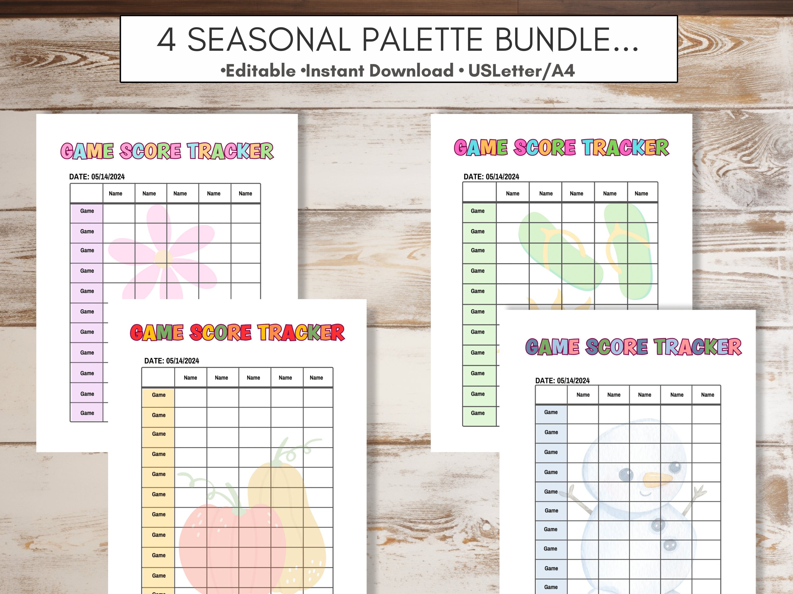 Game Score Tracker Perfect for Family Game Night, Has Seasonal Themes ...