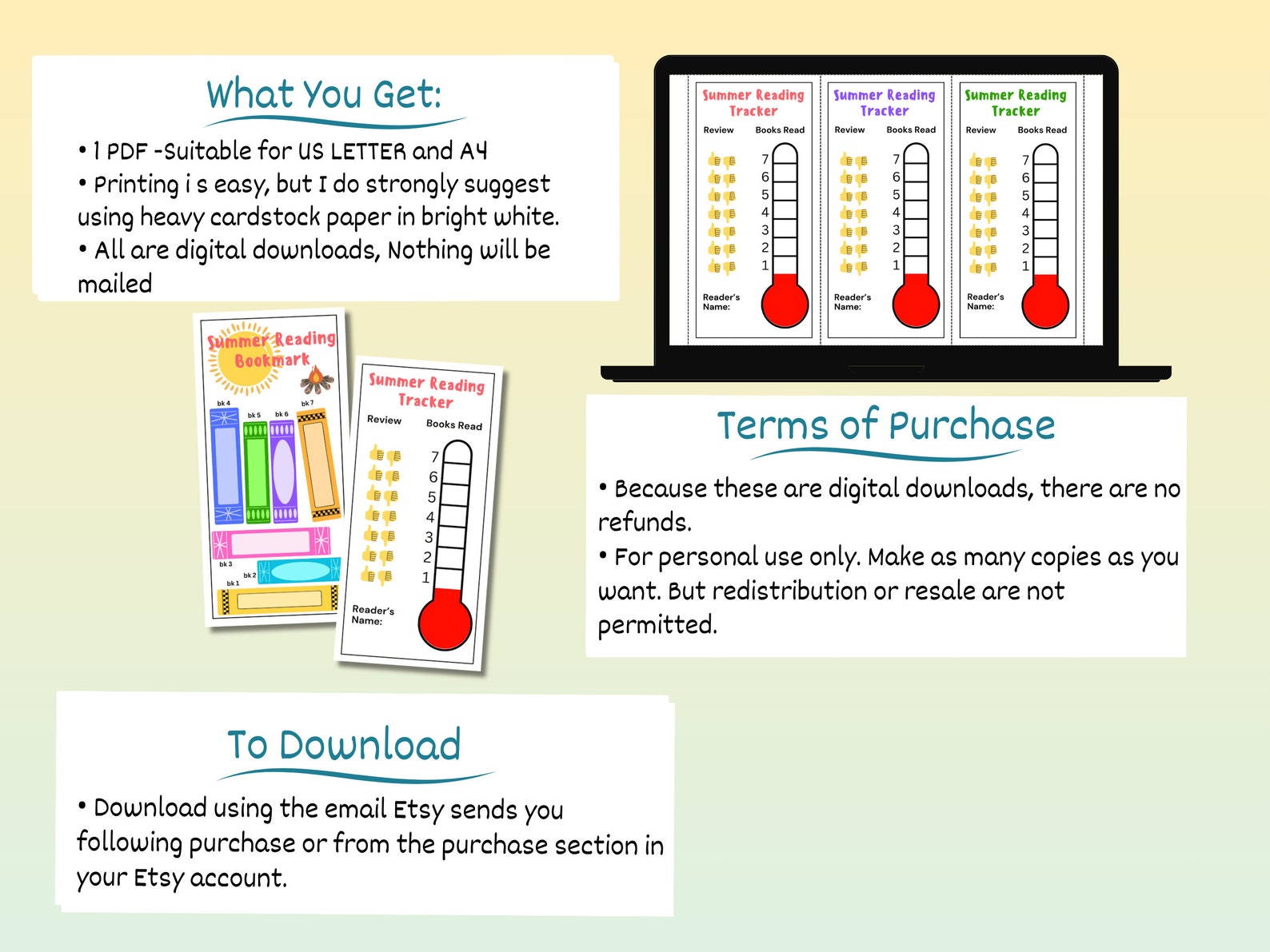 Printable Summer Bookmarks and Progress Tracker Combo for Kids, Summer ...