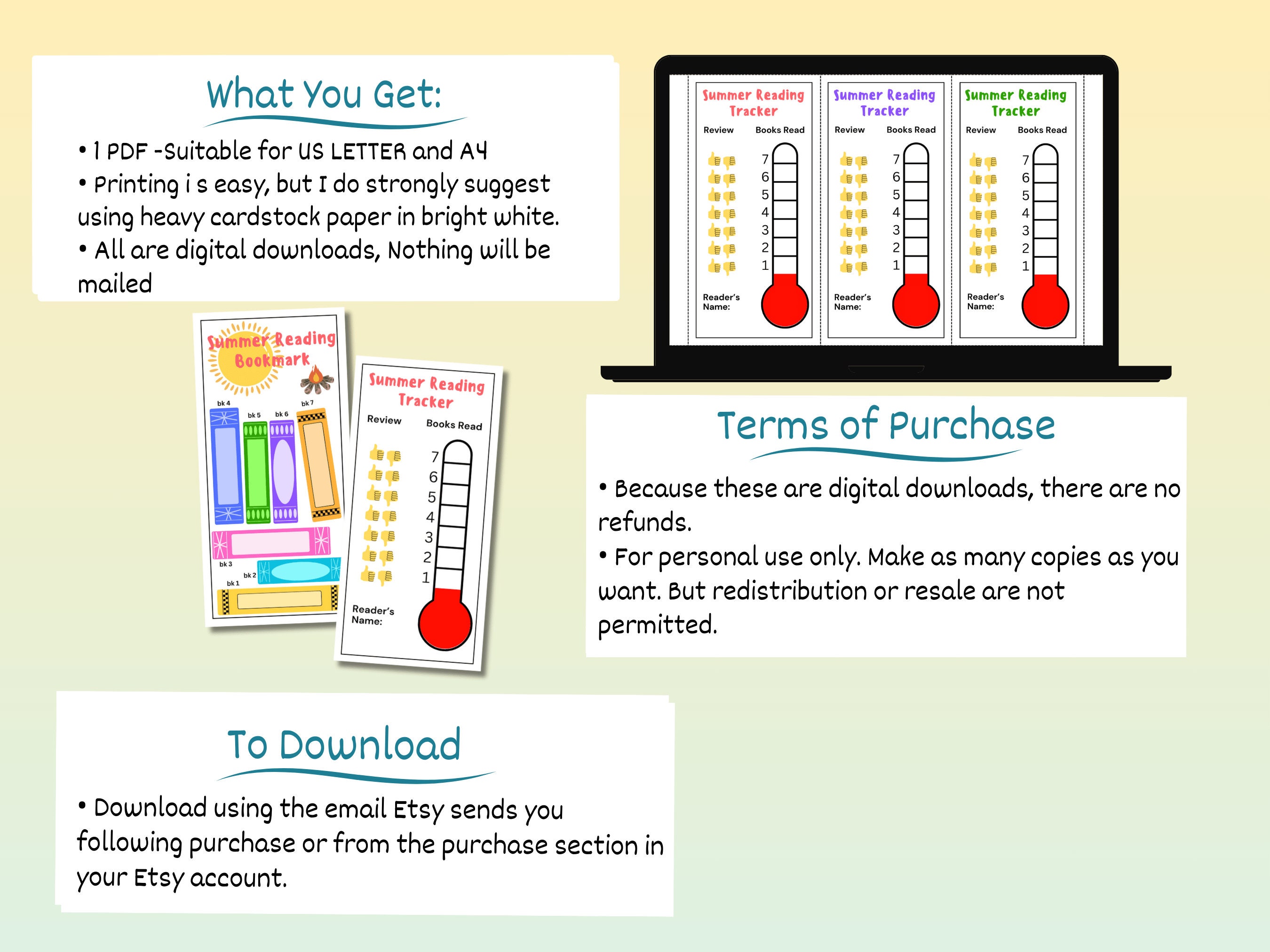 Printable Summer Bookmarks and Progress Tracker Combo for Kids, Summer ...