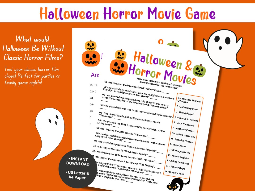 Halloween Classic Horror Films Trivia Game | Halloween Party Game for ...