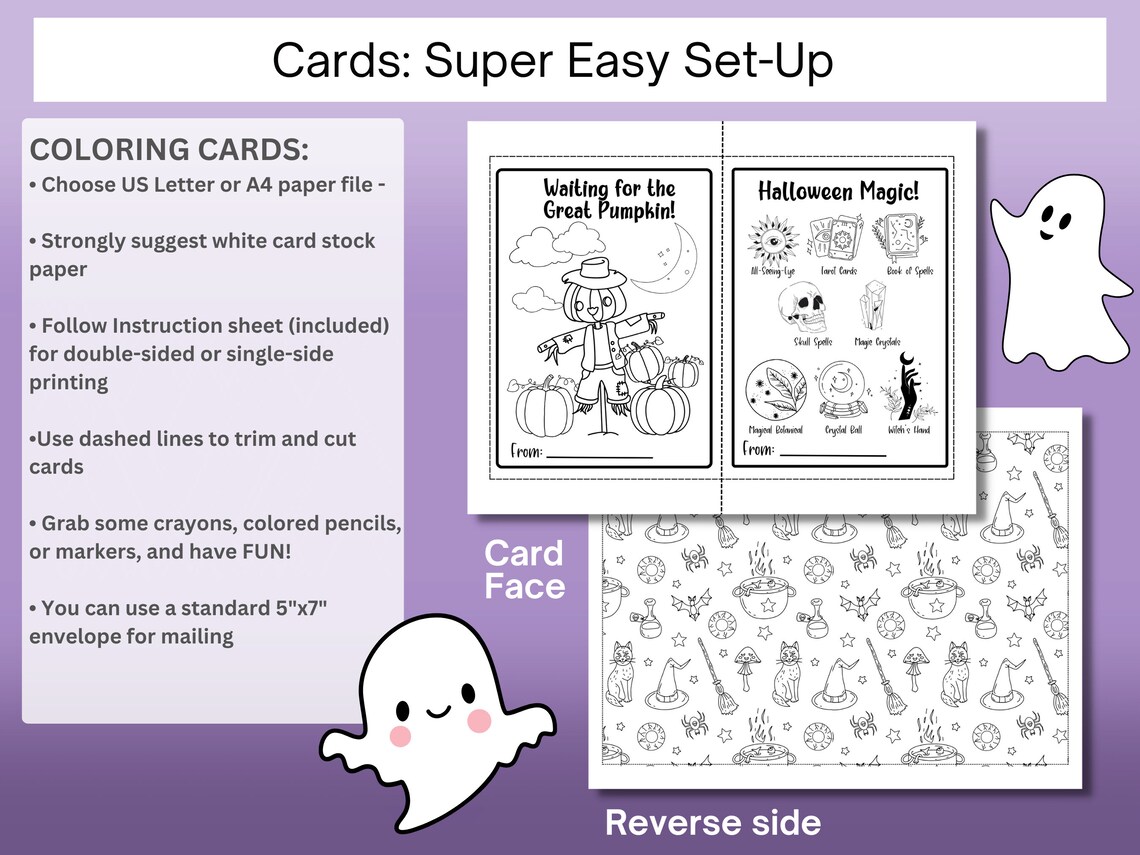 Printable Halloween Coloring Pages and Cards for Kids to Color and ...