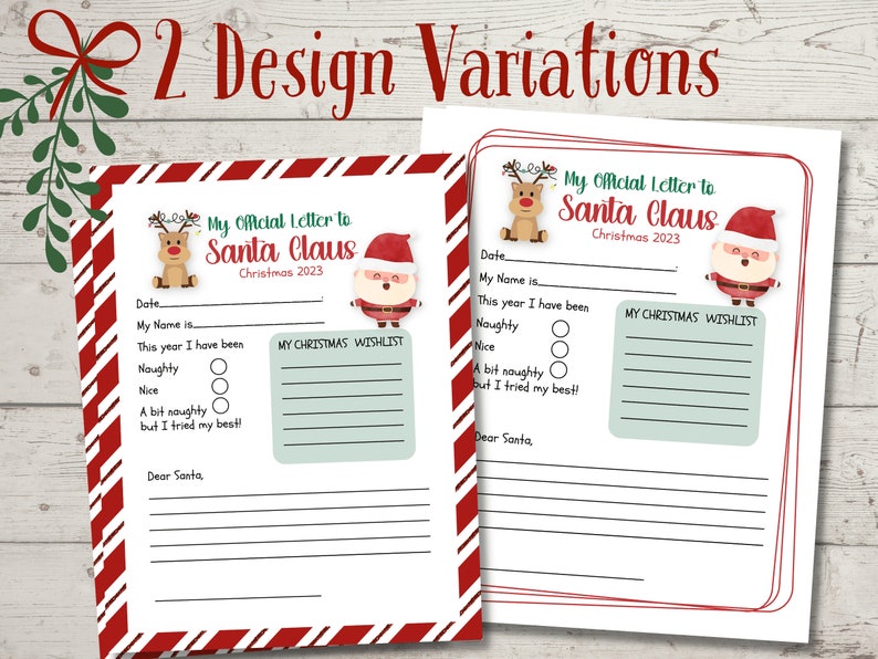 Customizable Kids Letter to Santa | Printable Letter to Santa Kit ...