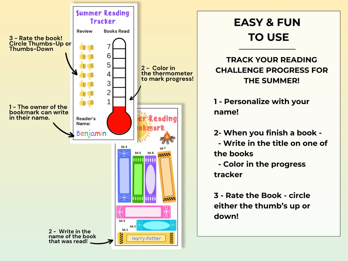 Printable Summer Bookmarks and Progress Tracker Combo for Kids, Summer ...