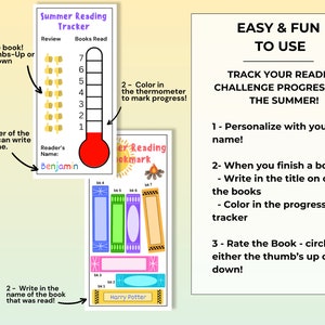 Printable Summer Bookmarks and Progress Tracker Combo for Kids, Summer ...