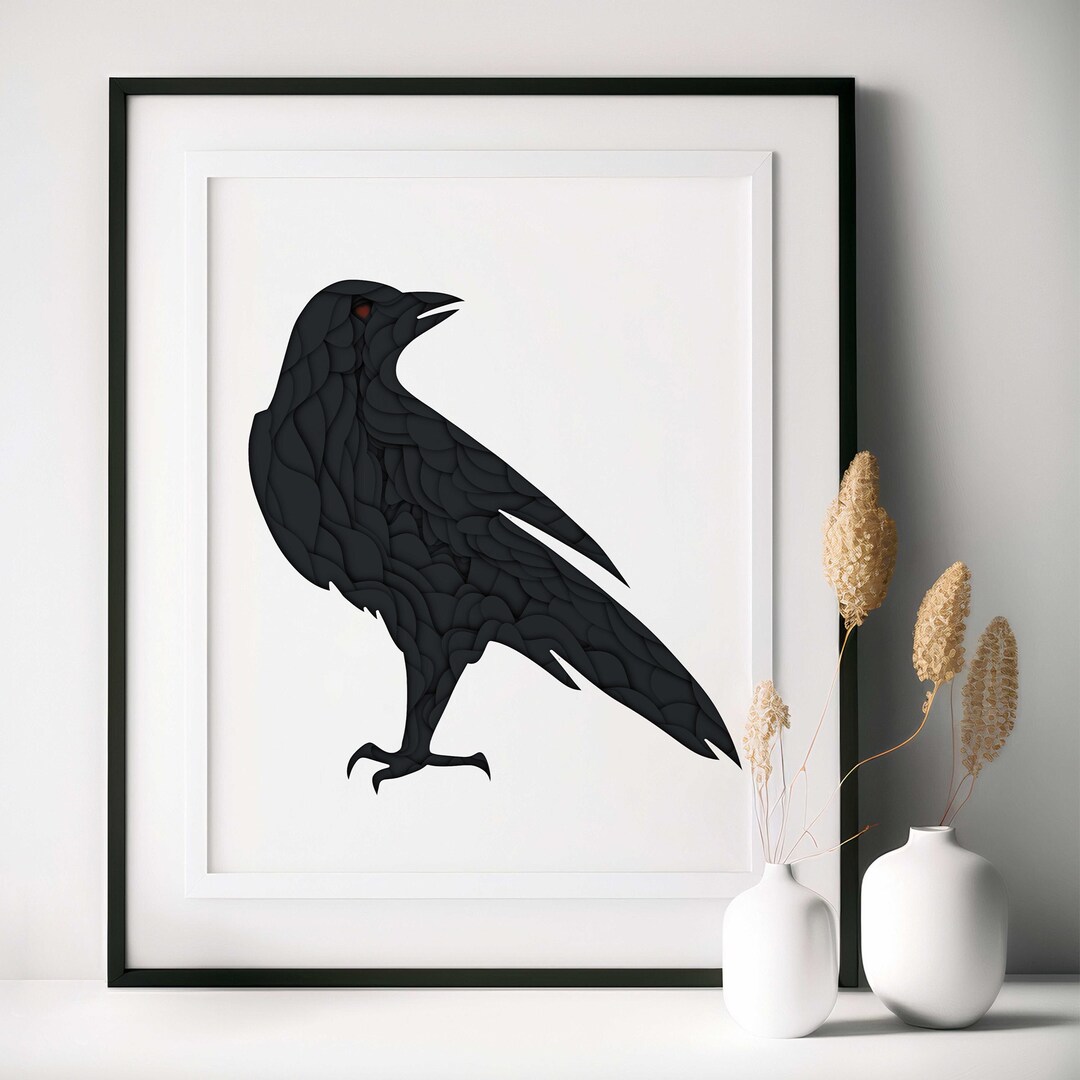 Crow Digital Poster, Crow Wall Art, Black Raven Home Decor - Etsy