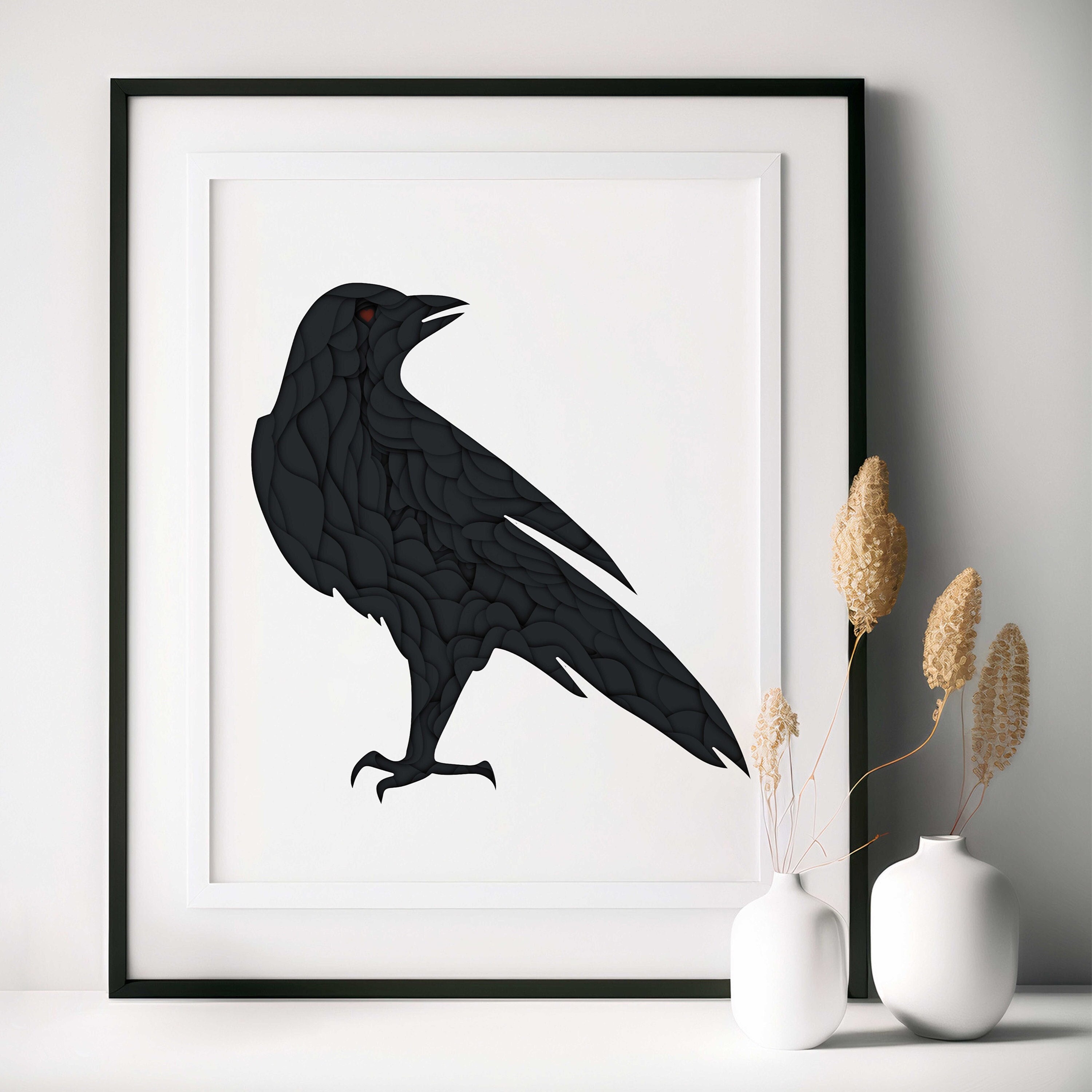 Crow Digital Poster, Crow Wall Art, Black Raven Home Decor - Etsy